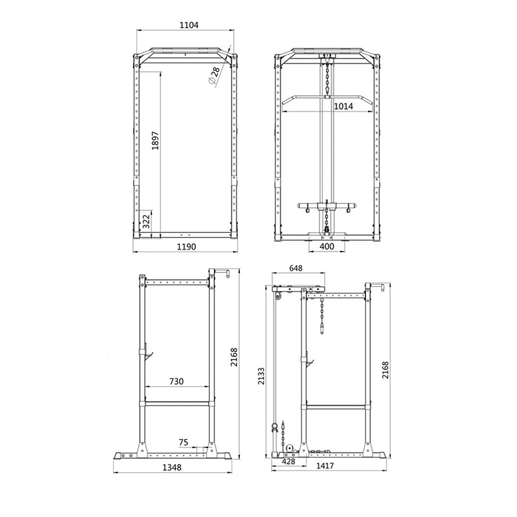 Full Power Rack with Lats Cable Machine and Options– DirectHomeGym